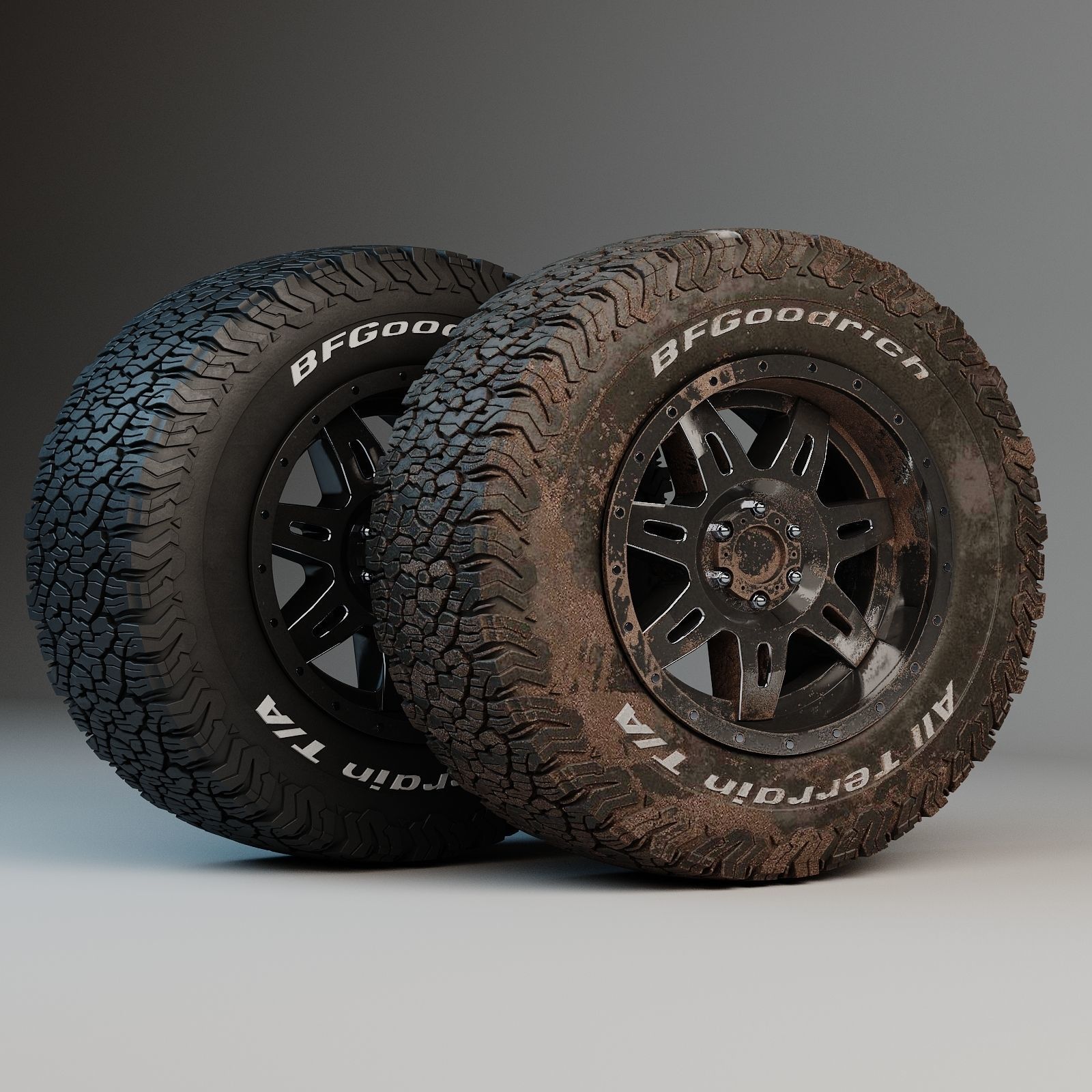 3D model Off Road Tire with Dirt Textures offroad