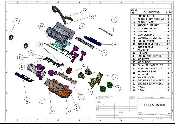 V6 Engine free 3D model | CGTrader