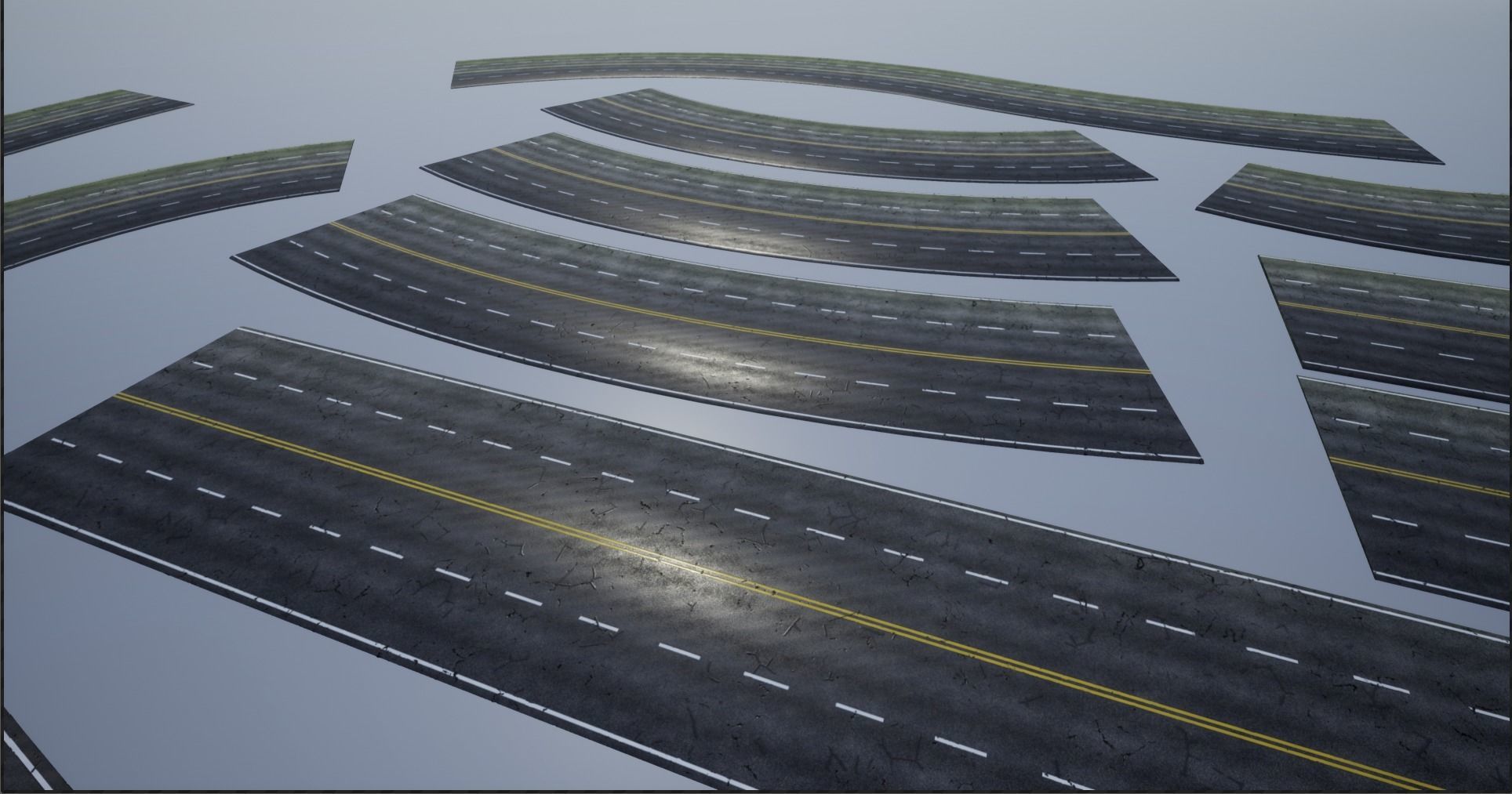3D model Modular Cracked 4-Lane Highway Roads 4K-2K VR / AR / low-poly ...