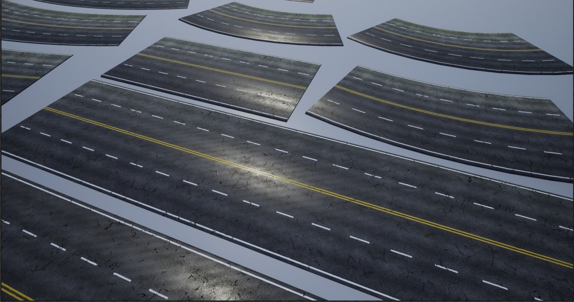 3D model Modular Cracked 4-Lane Highway Roads 4K-2K VR / AR / low-poly ...