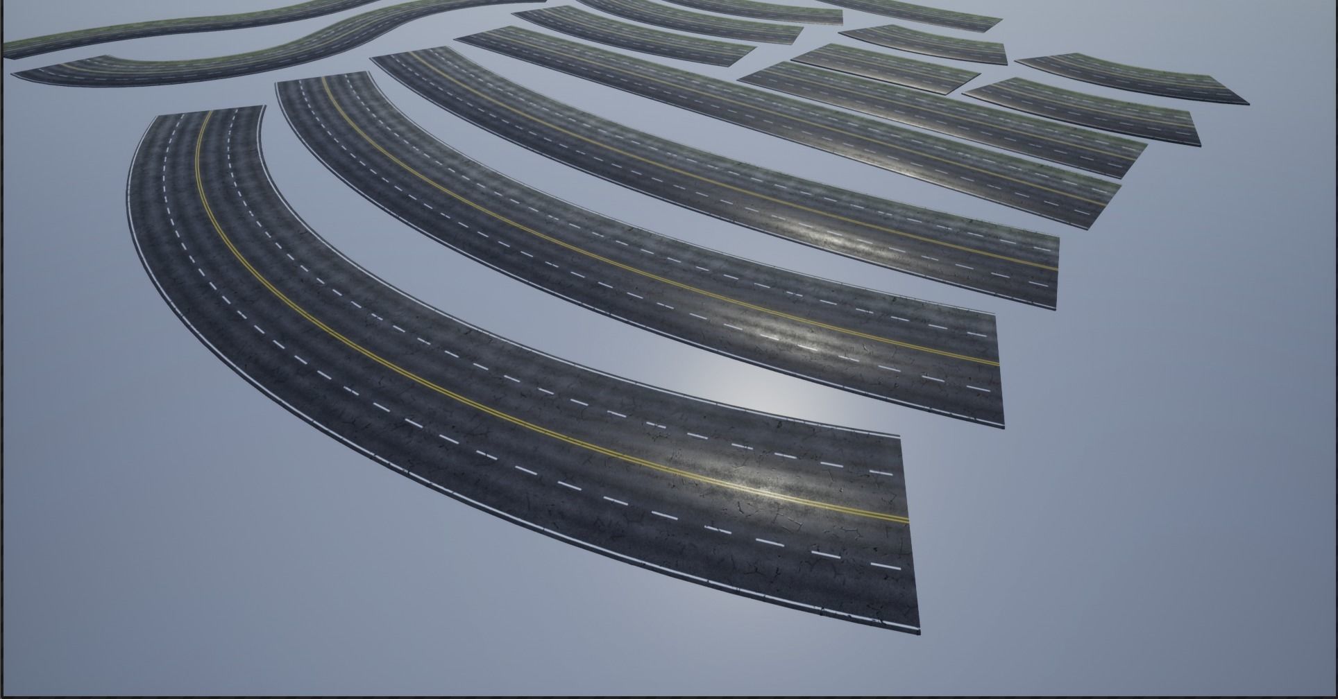 3D model Modular Cracked 4-Lane Highway Roads 4K-2K VR / AR / low-poly ...