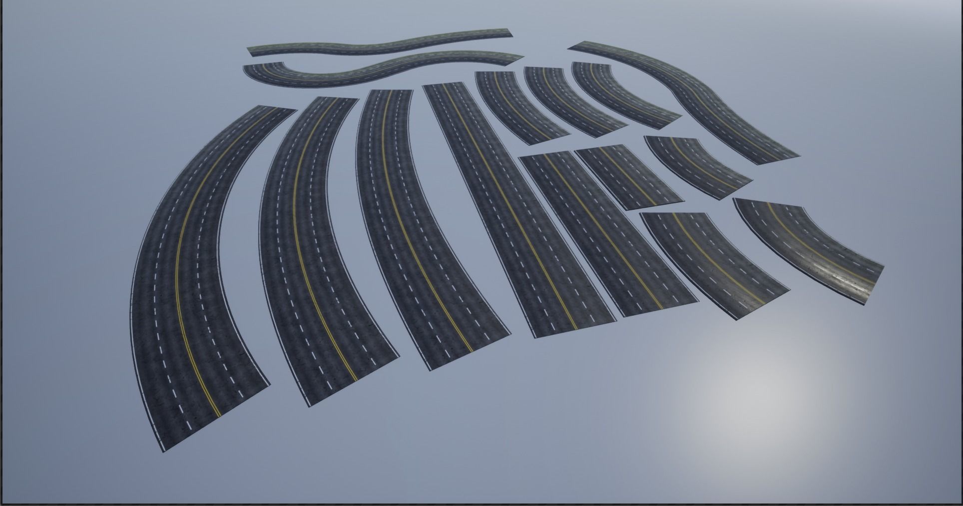 3D model Modular Cracked 4-Lane Highway Roads 4K-2K VR / AR / low-poly ...