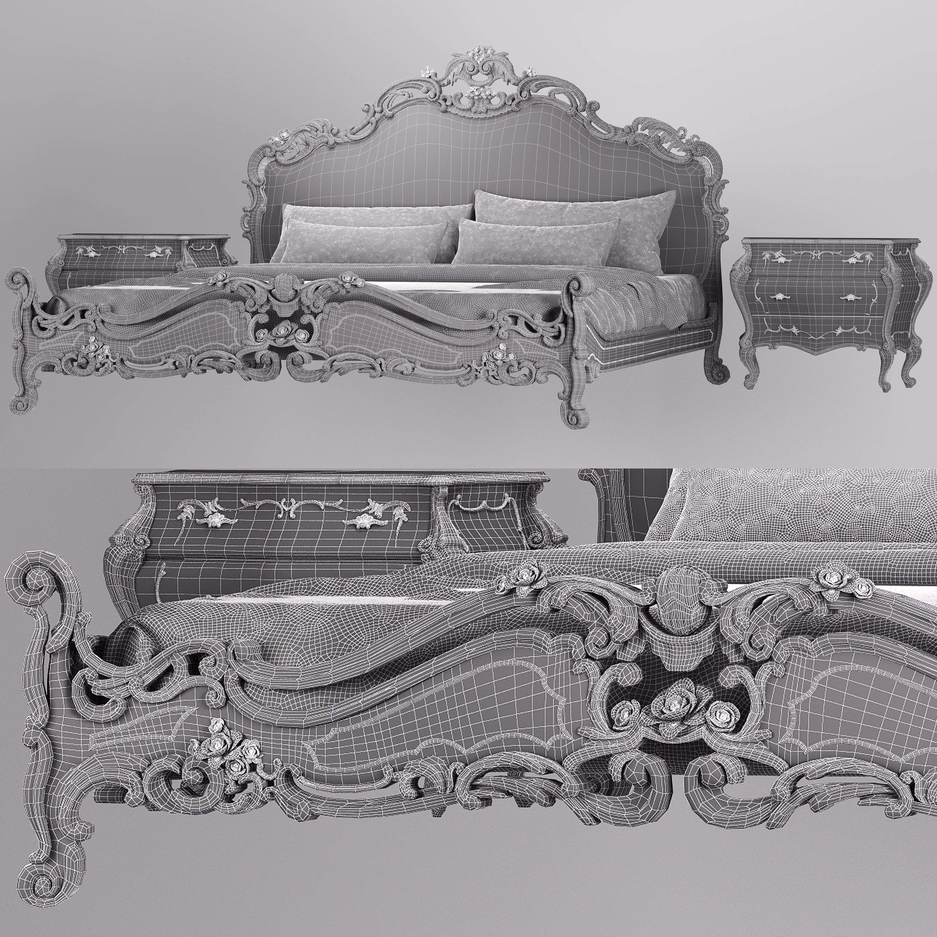 rococo bed 3D model | CGTrader