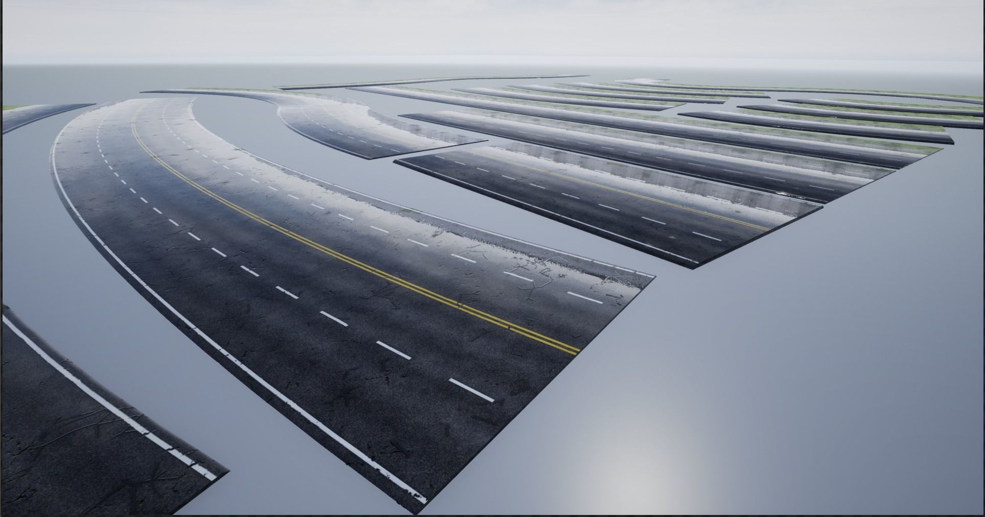 3D model Modular Wet 4-Lane Highway Roads 4K-2K VR / AR / low-poly ...