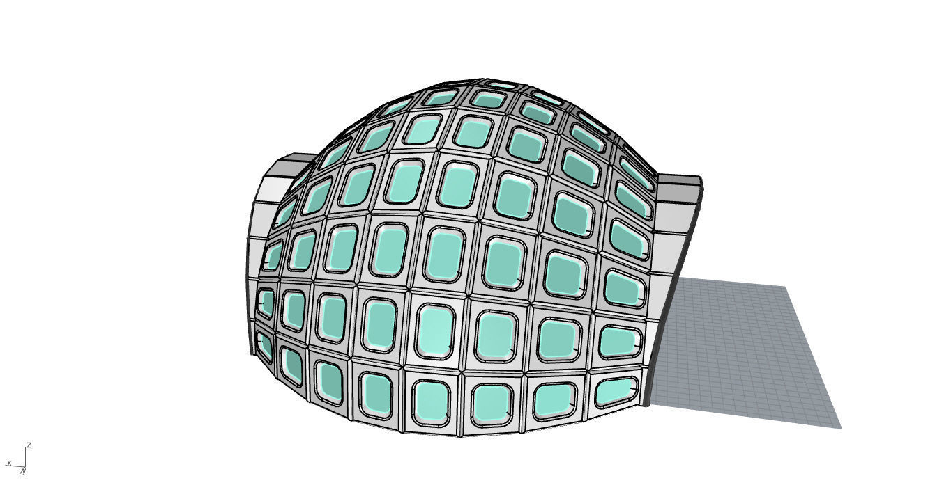 Dome Stand Alone Structure with Window Panels and entry doors 3D model ...