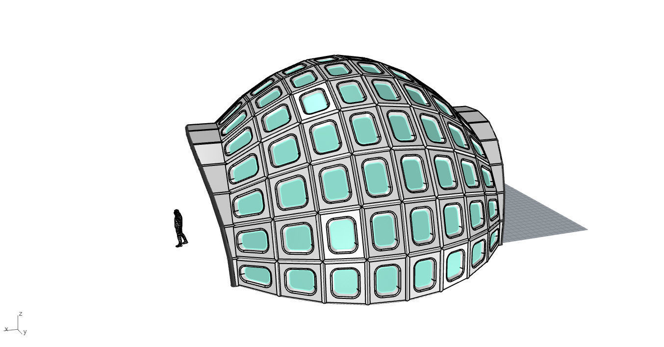 Dome Stand Alone Structure with Window Panels and entry doors 3D model ...