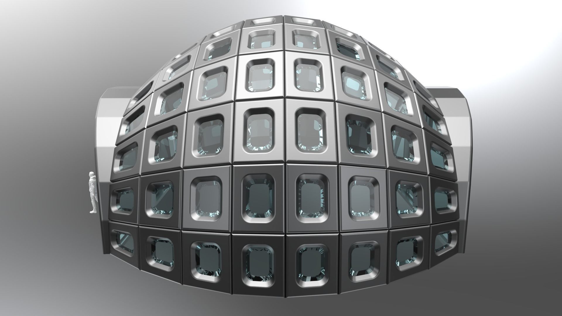 Dome Stand Alone Structure with Window Panels and entry doors 3D model ...
