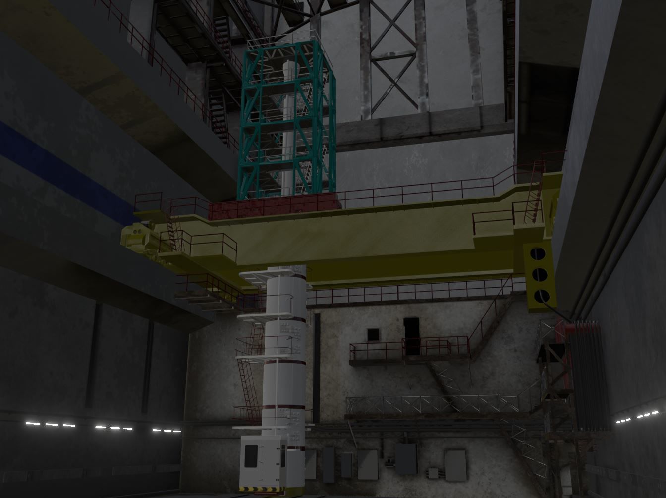 RBMK-1000 Nuclear Reactor Central Hall And Refueling Machine 3D model ...