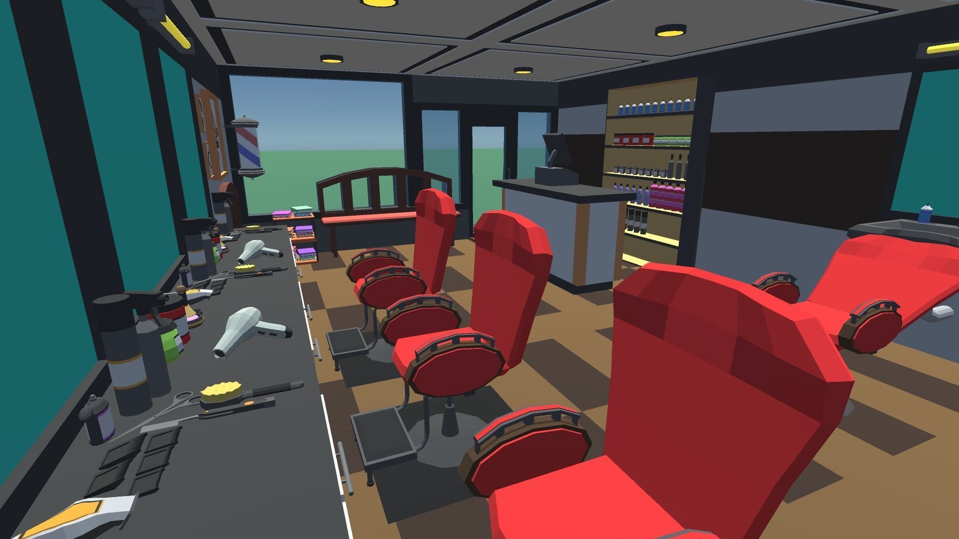 3D model 9t5 Low Poly Barber Shop VR / AR / low-poly | CGTrader