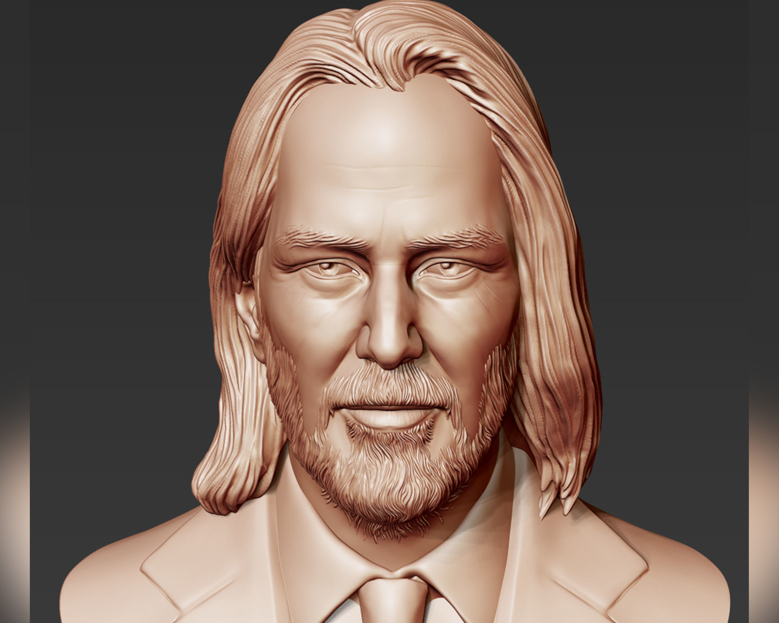 Keanu Reeves 3D portrait sculpture 3D model 3D printable | CGTrader