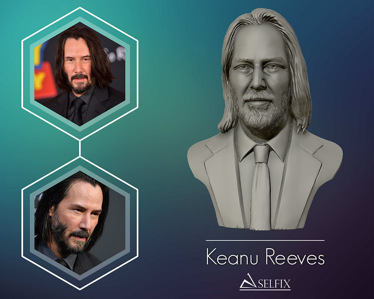 Keanu Reeves 3D portrait sculpture 3D model 3D printable | CGTrader