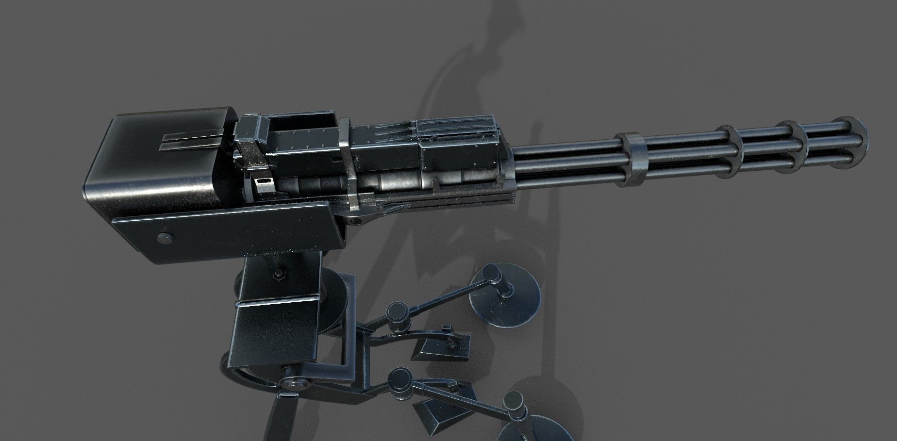 3D model Minigun 3D Model gun on tripod VR / AR / low-poly | CGTrader