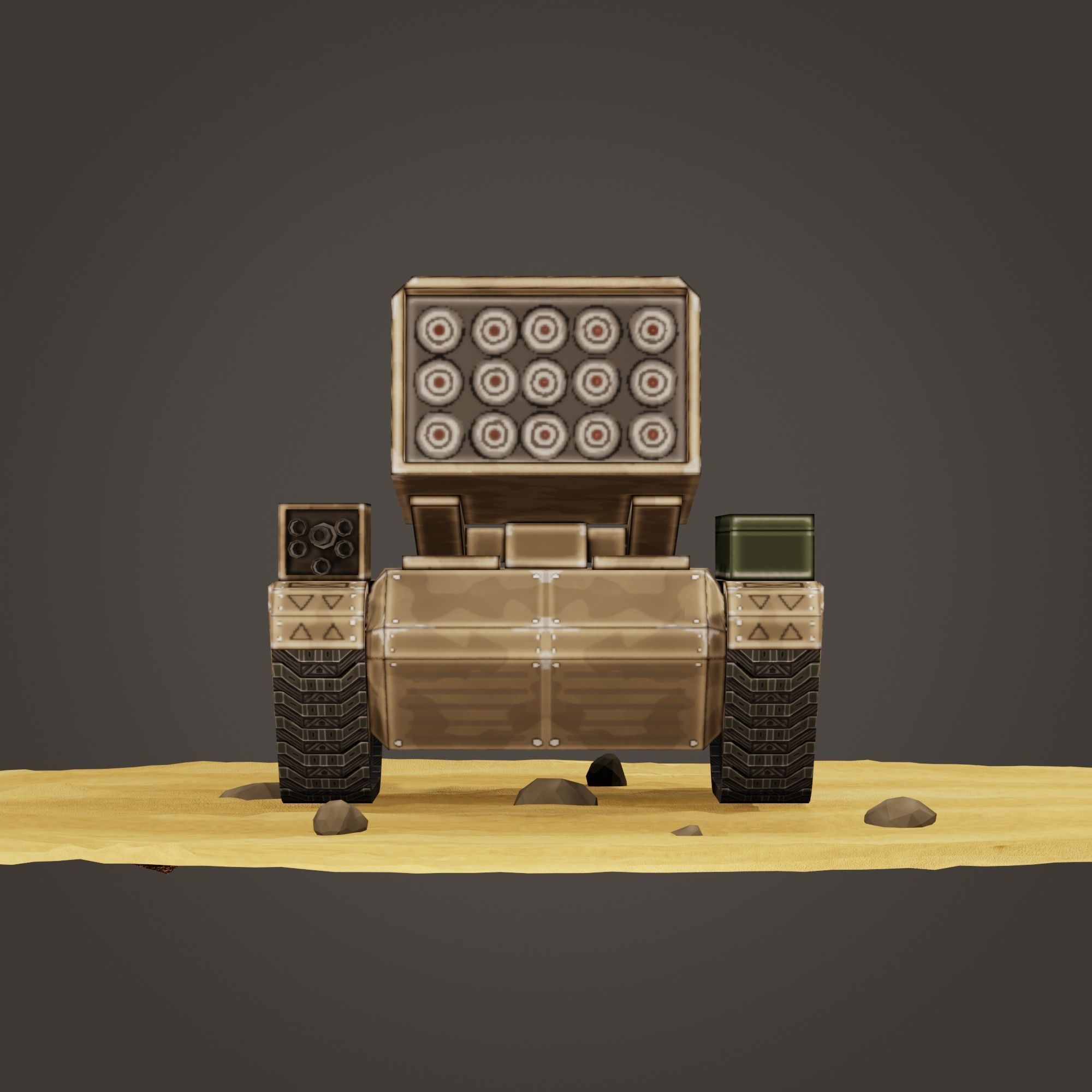 3D model stylized multiple rocket launcher VR / AR / low-poly rigged ...