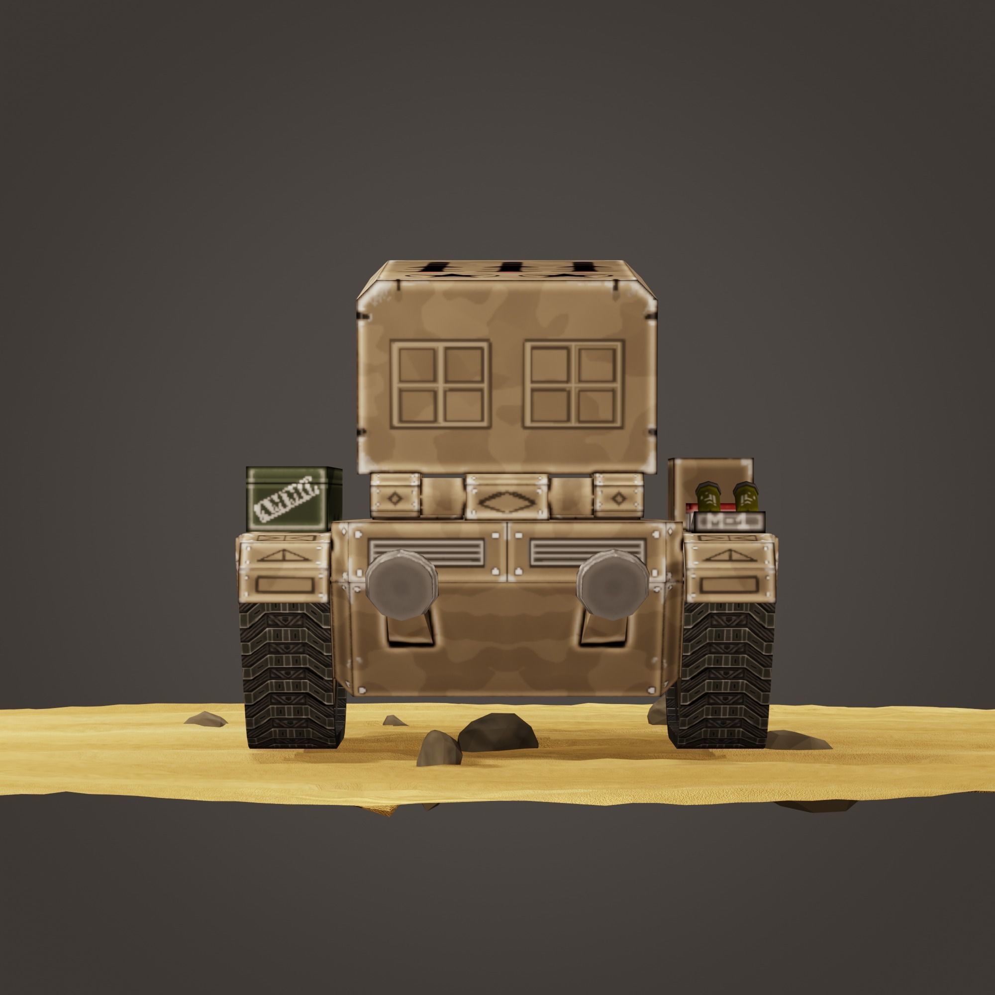 3D model stylized multiple rocket launcher VR / AR / low-poly rigged ...