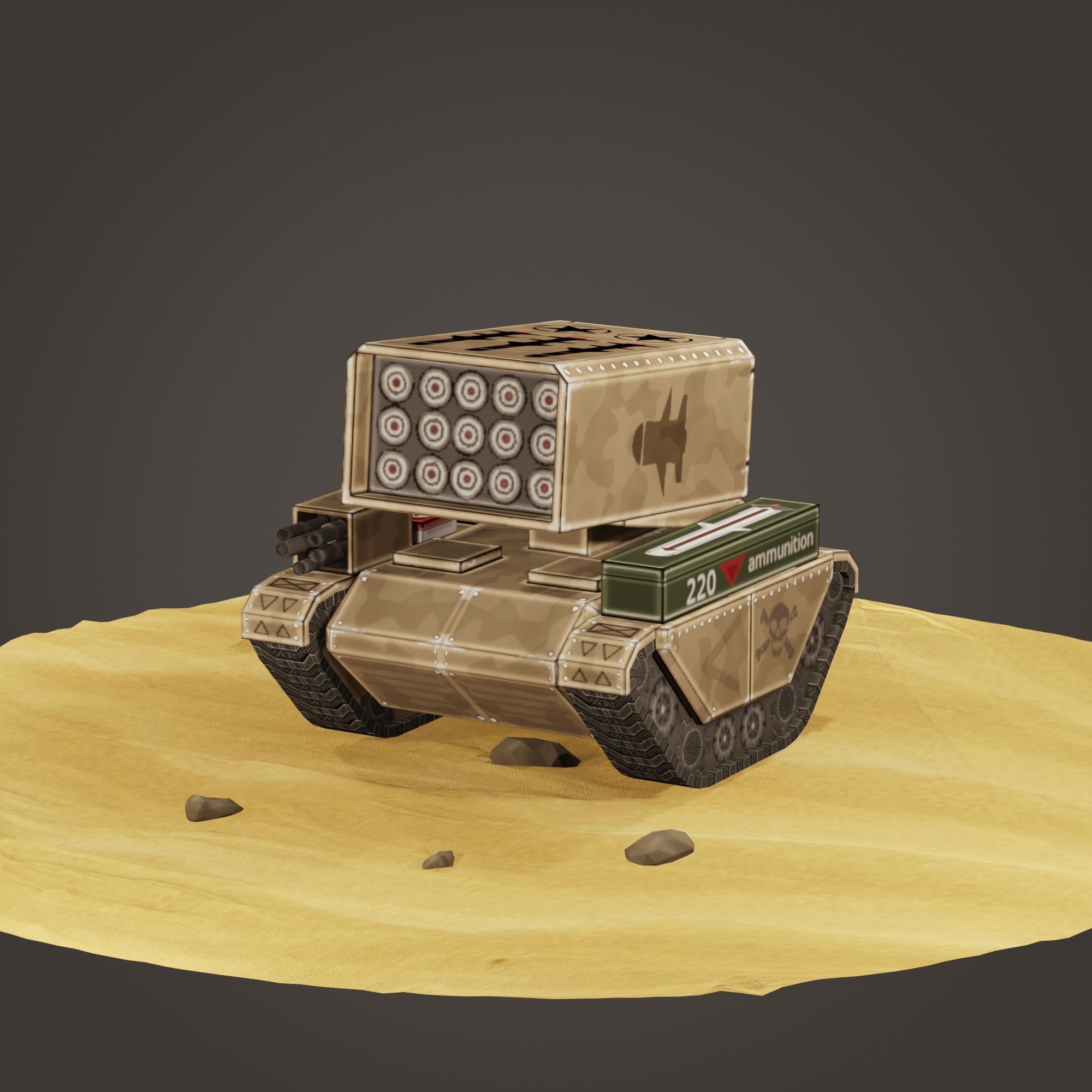 3D model stylized multiple rocket launcher VR / AR / low-poly rigged ...
