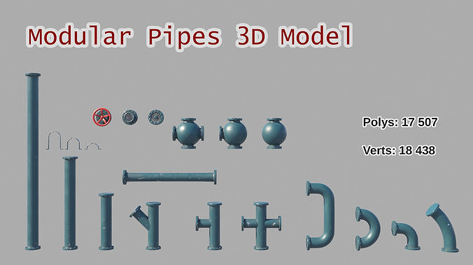 Modular Pipes 3D Model free VR / AR / low-poly 3D model | CGTrader