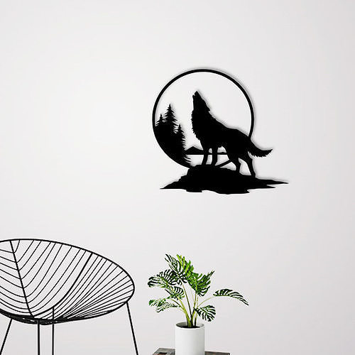 Howling Wolf wall decoration 3D model 3D printable | CGTrader