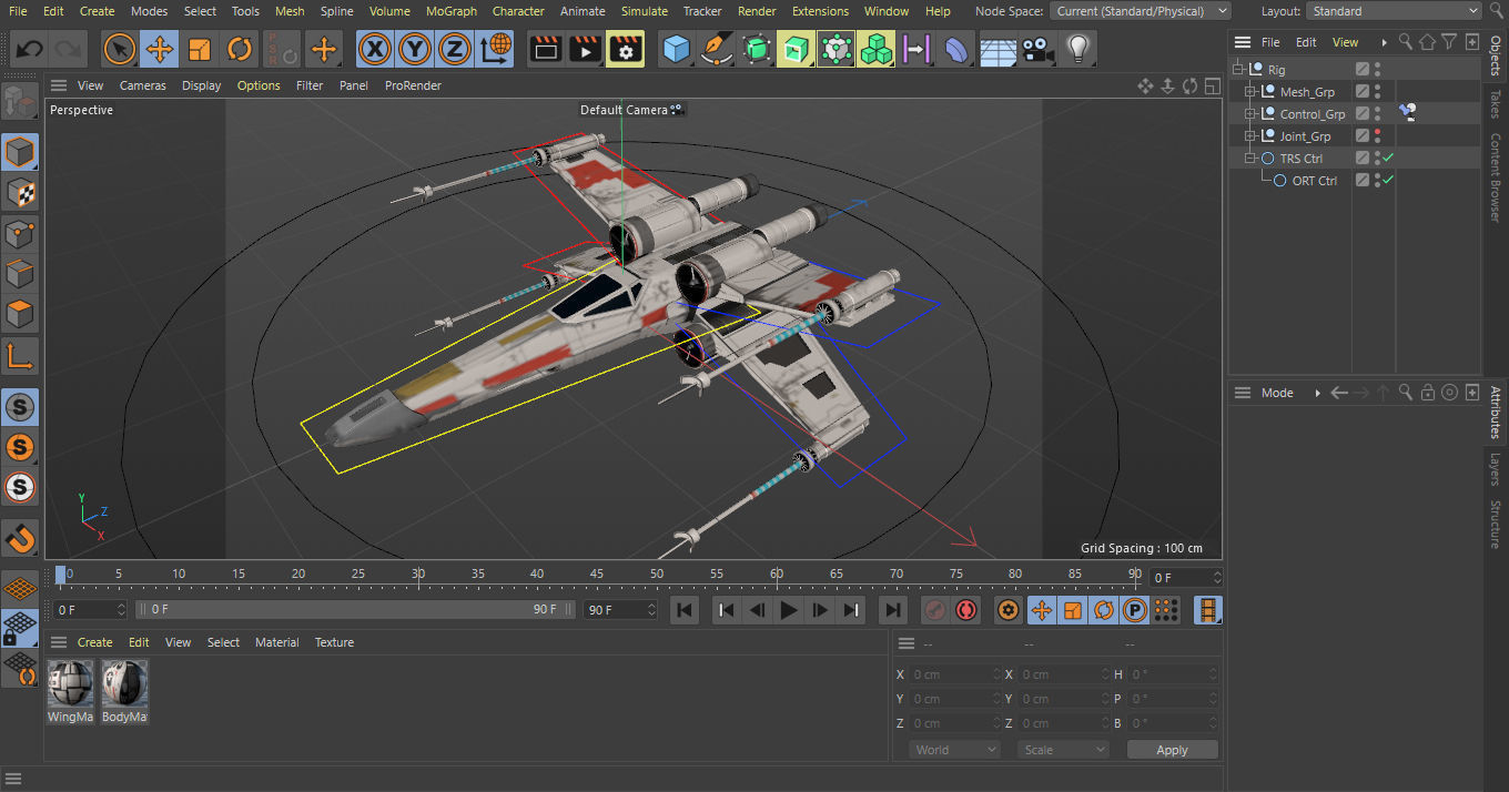 3D model x-wing maya rigged for maya and Cinema 4D VR / AR / low-poly ...