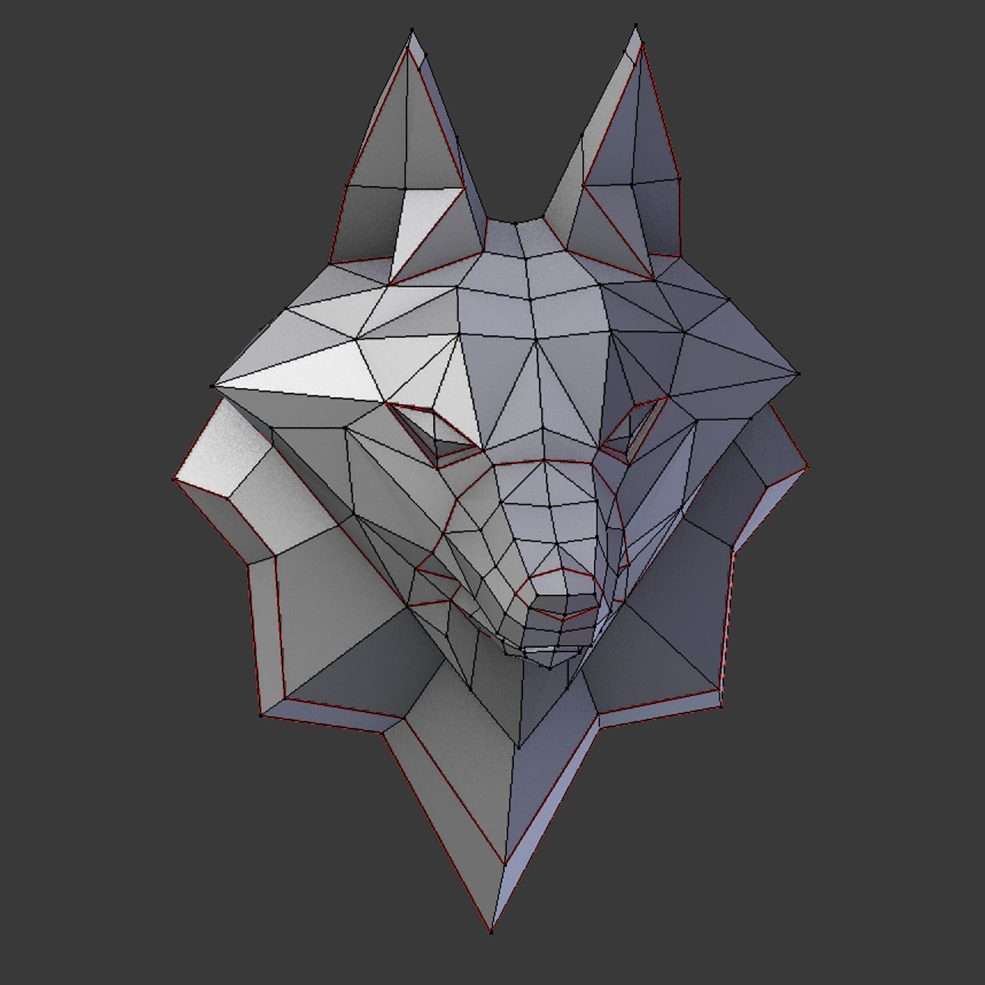 3D Printable polygonal fox head model 3D model 3D printable | CGTrader