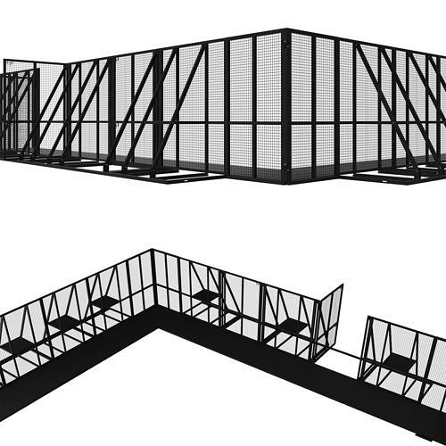 croud control barrier barricades for mass events HQ modular 3D model ...