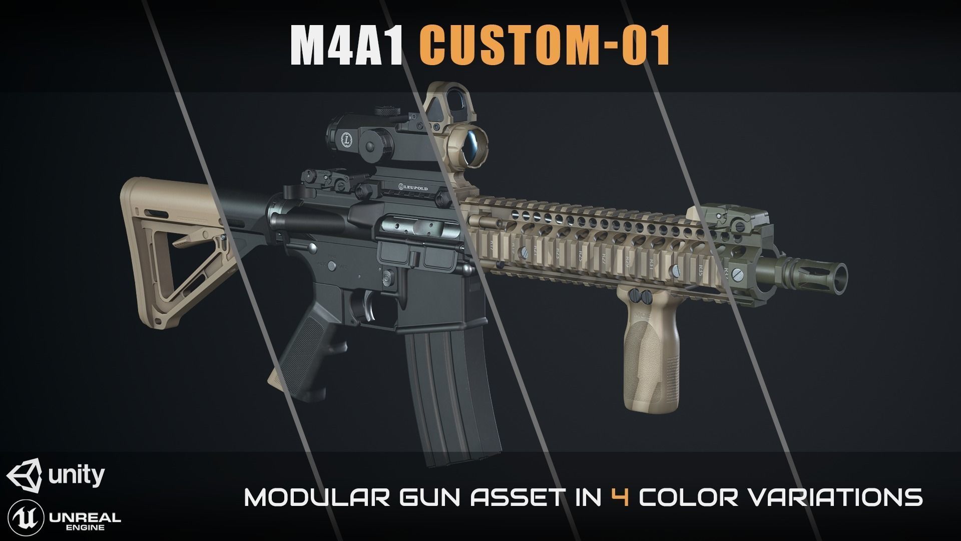 3D model M4A1 Custom-01 Modular VR / AR / low-poly | CGTrader