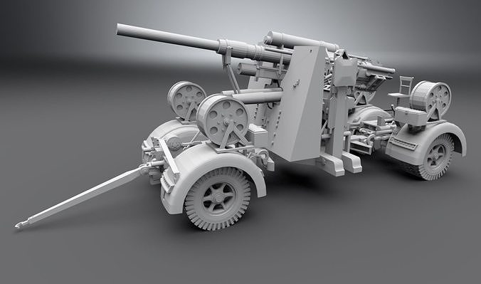 Flak 88 WWII Artillery Scale model 3D model 3D printable | CGTrader