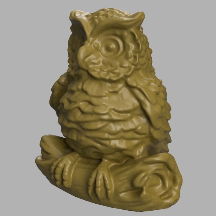 Owl 3d print on branch 3D model 3D printable | CGTrader