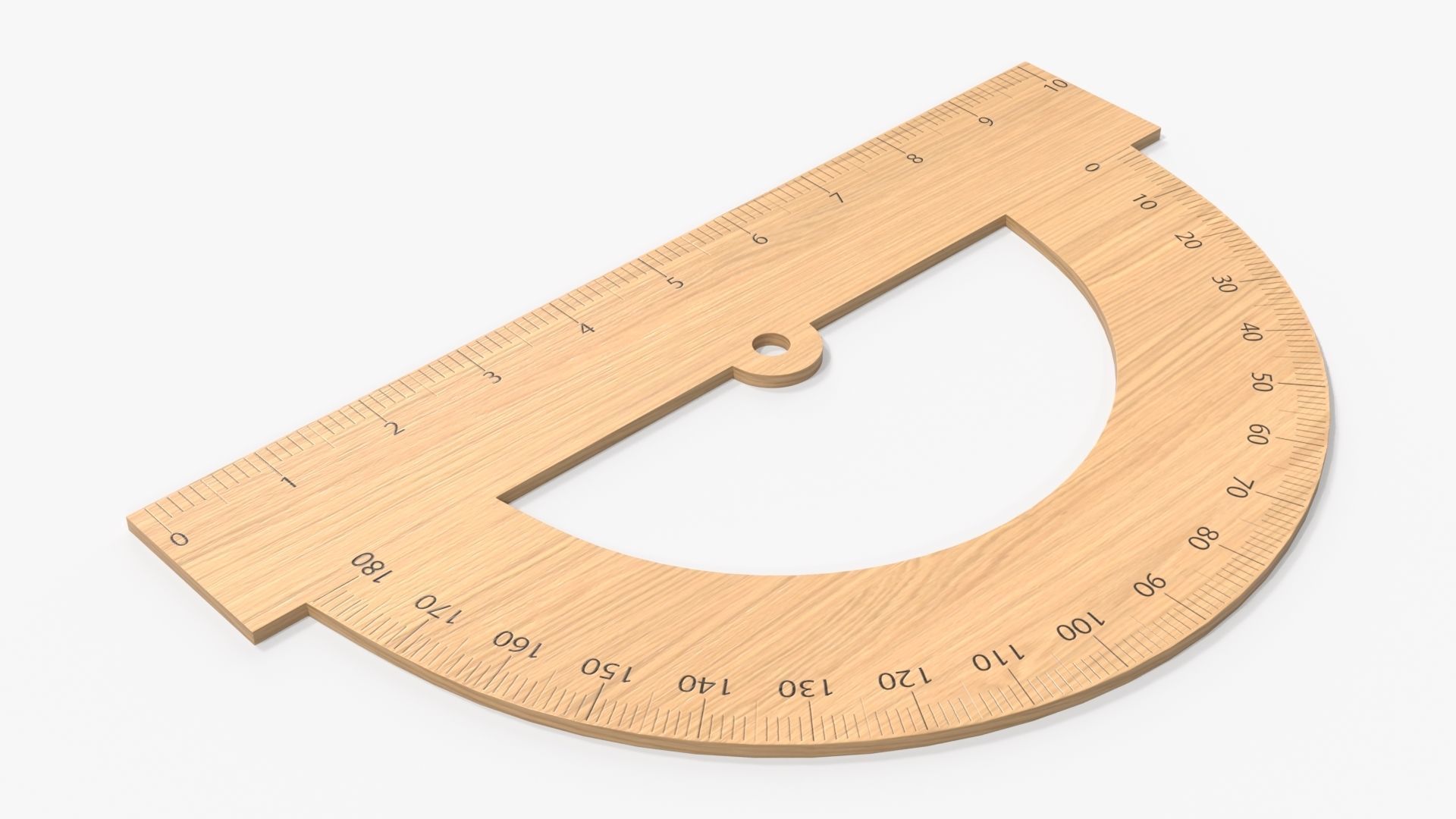 Half-circle wooden protractor 01 3D model | CGTrader
