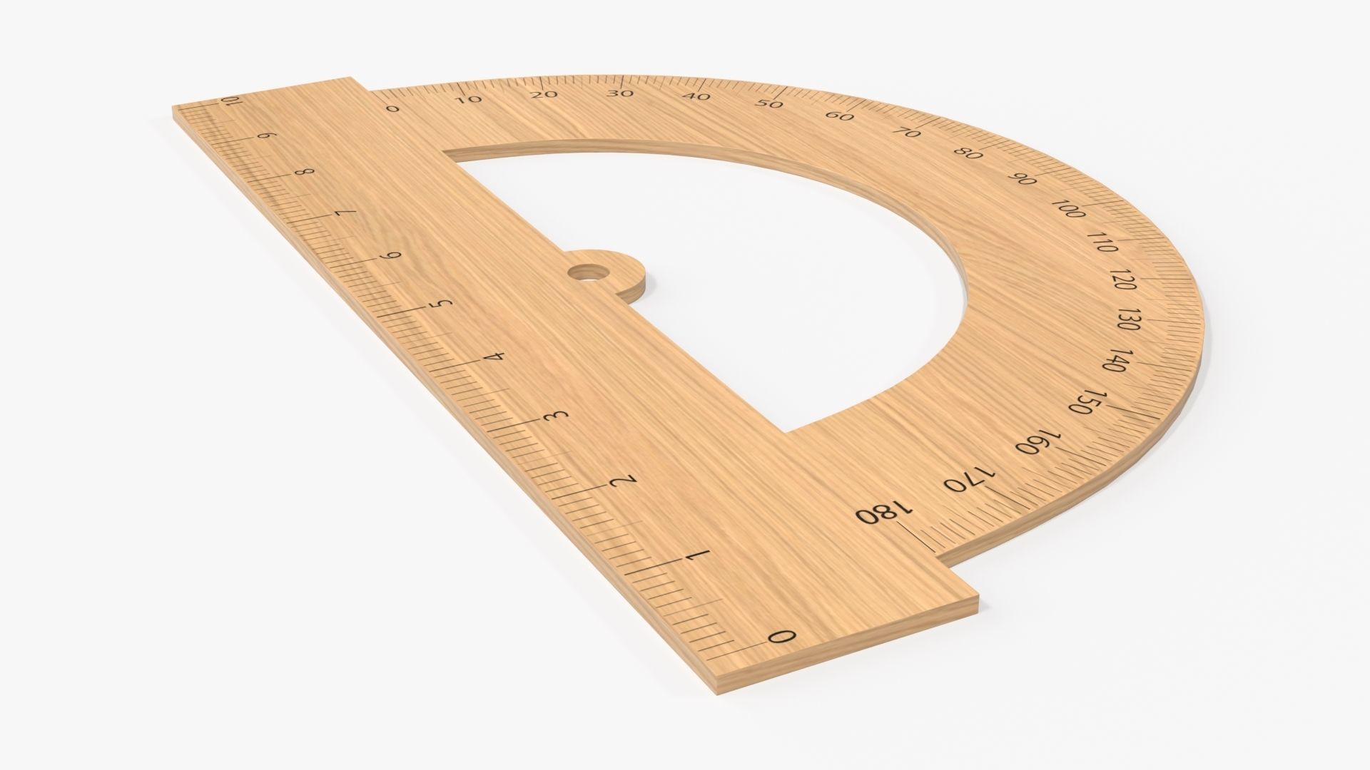 Half-circle wooden protractor 01 3D model | CGTrader