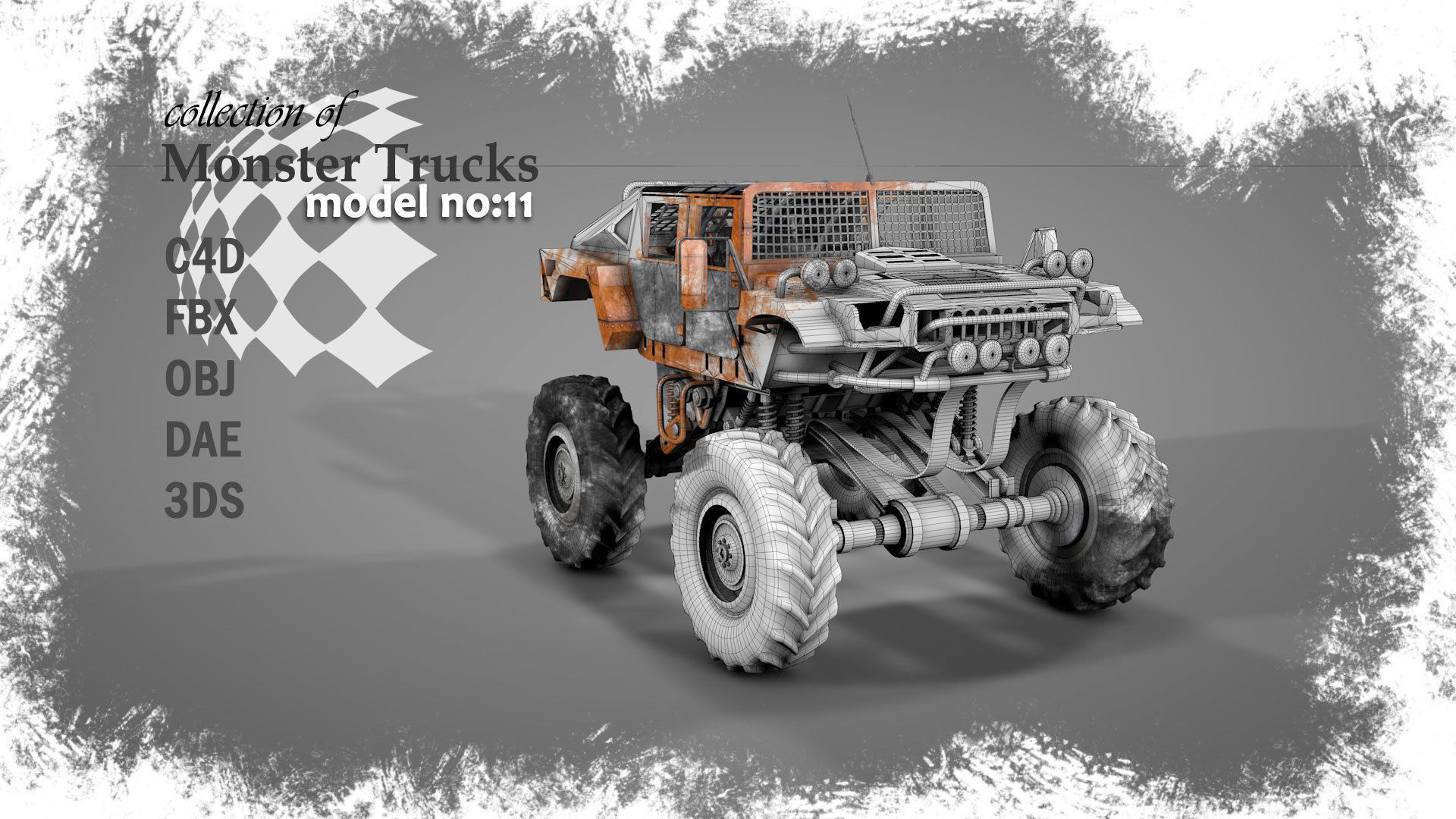 Monster Truck 11 3D model animated rigged | CGTrader