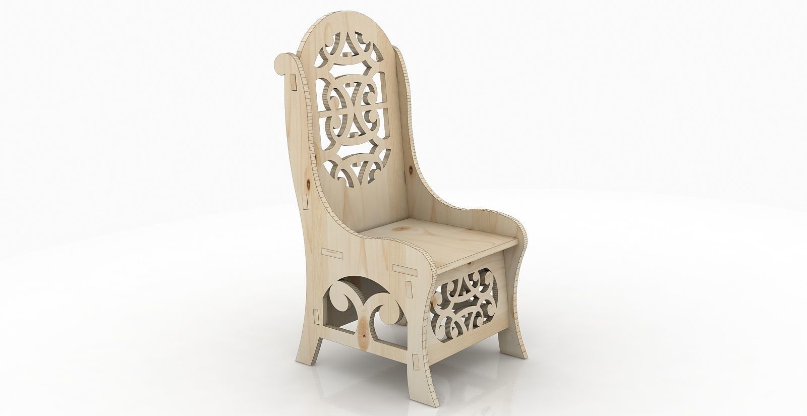 3D model Carved Chair wood cnc router 3d model VR / AR / low-poly ...