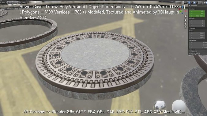 3D model Sewer Cover 1 Low-Poly Version VR / AR / low-poly | CGTrader