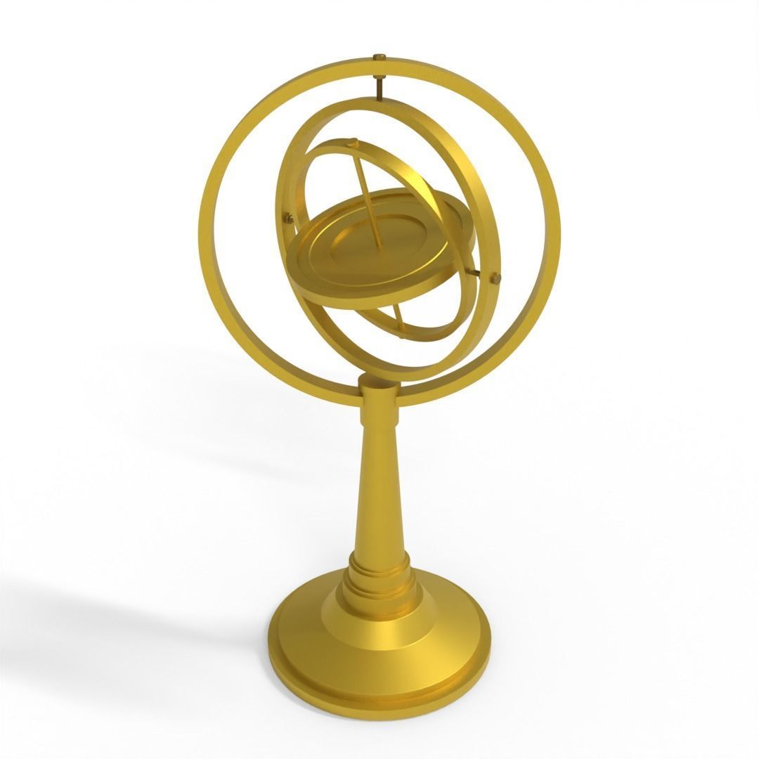 Gyroscope gold globe free 3D model animated | CGTrader