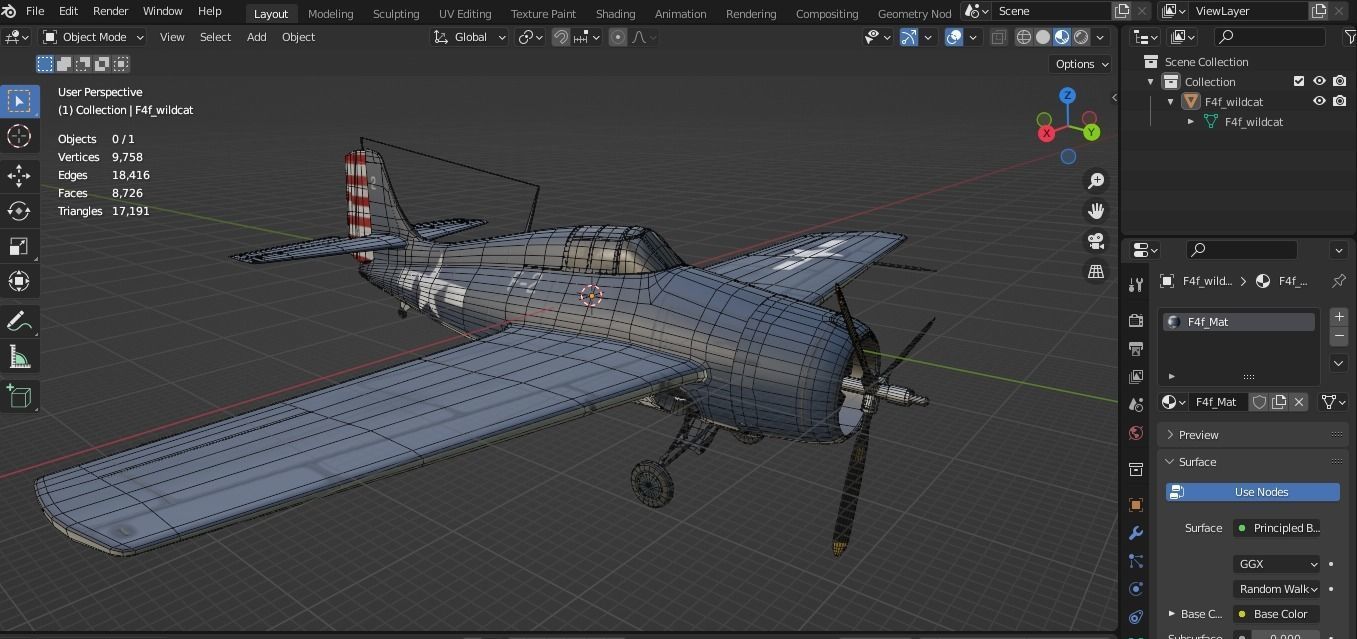 3D model Grumman F4F Wildcat VR / AR / low-poly | CGTrader