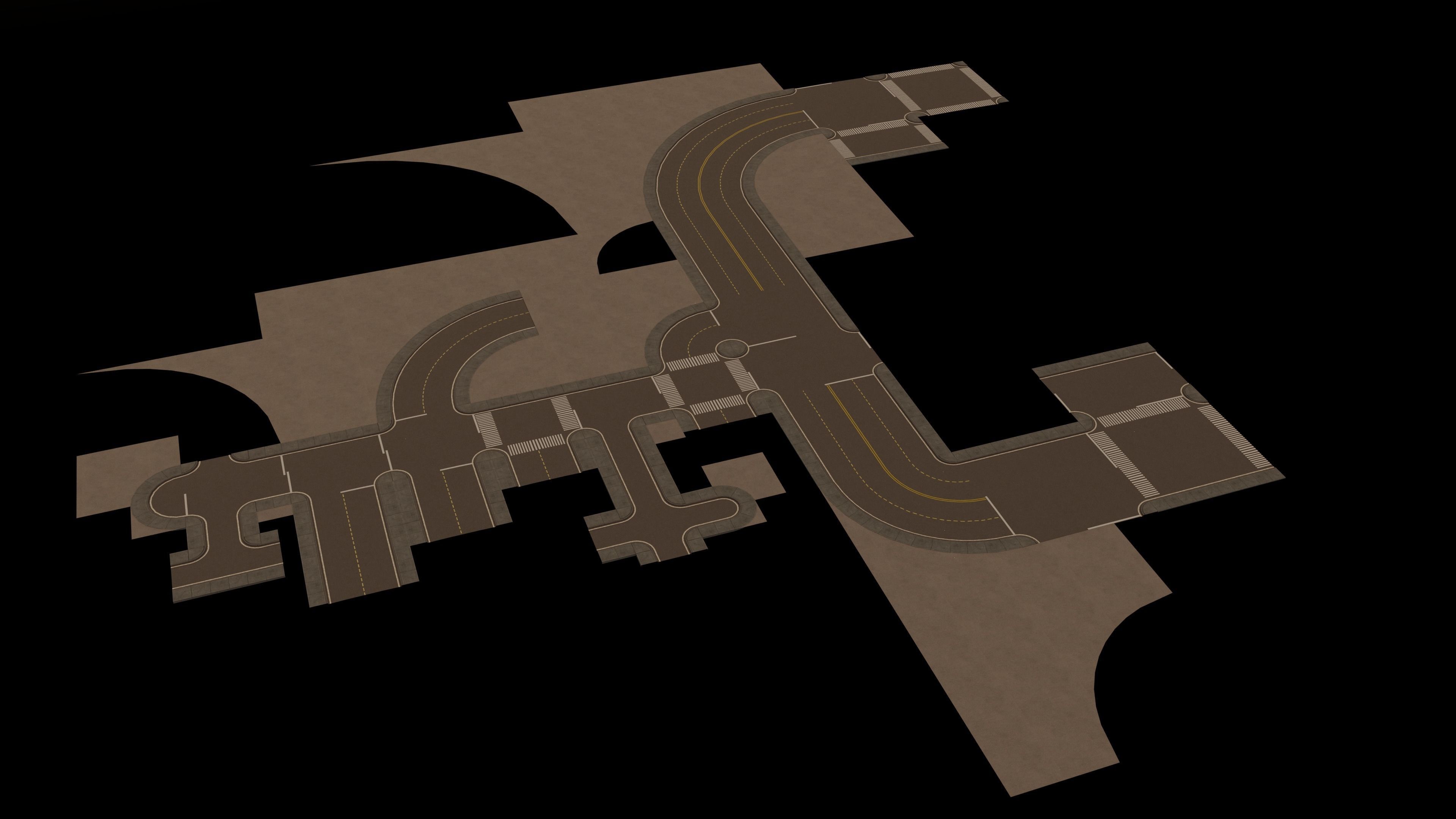 3D model Modular Town Road Set VR / AR / low-poly | CGTrader