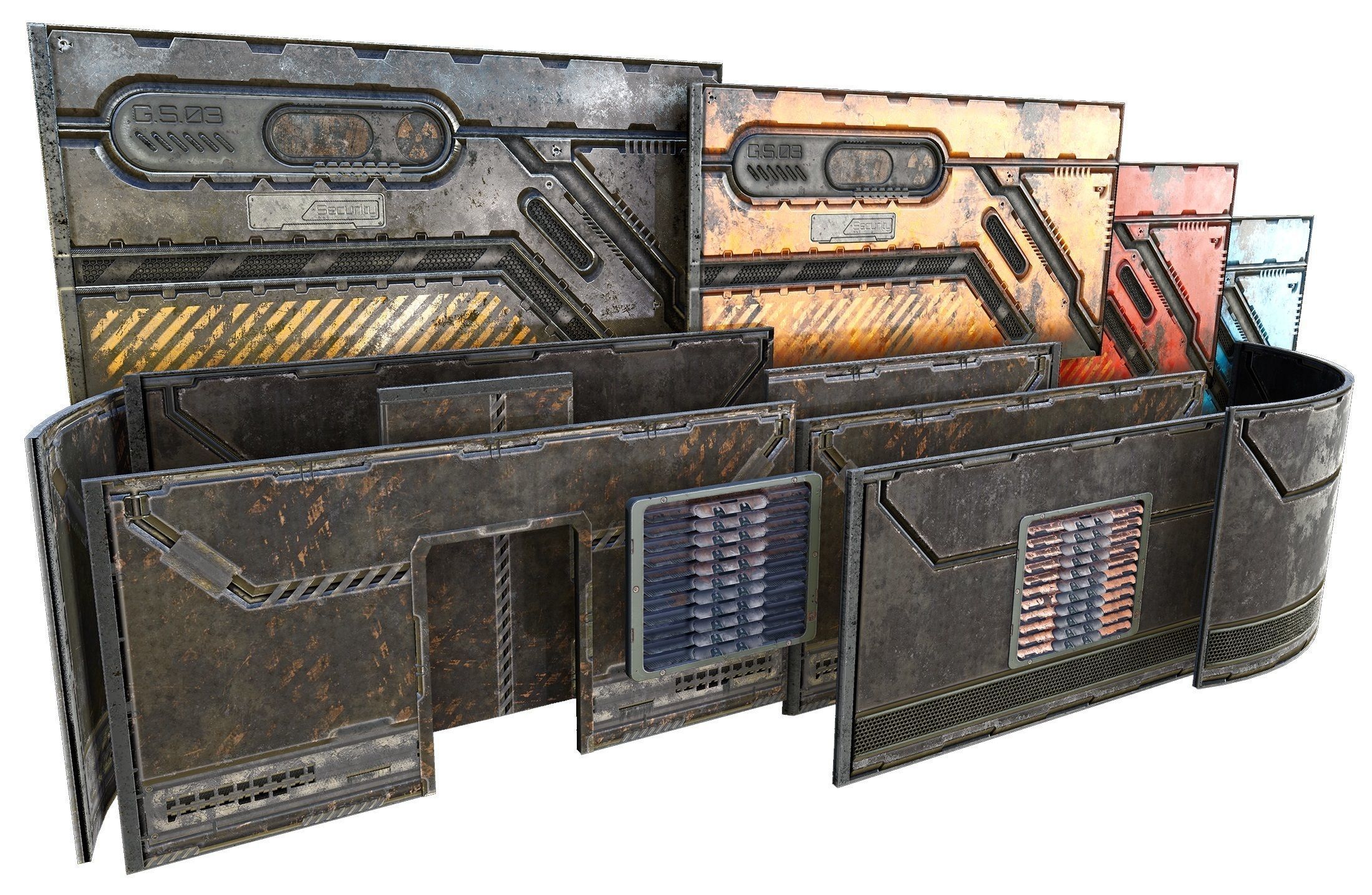 3D Model Collection sci fi walls - architectural modular kit VR / AR ...