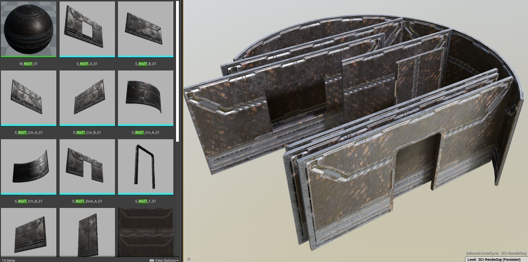 3D Model Collection sci fi walls - architectural modular kit VR / AR ...