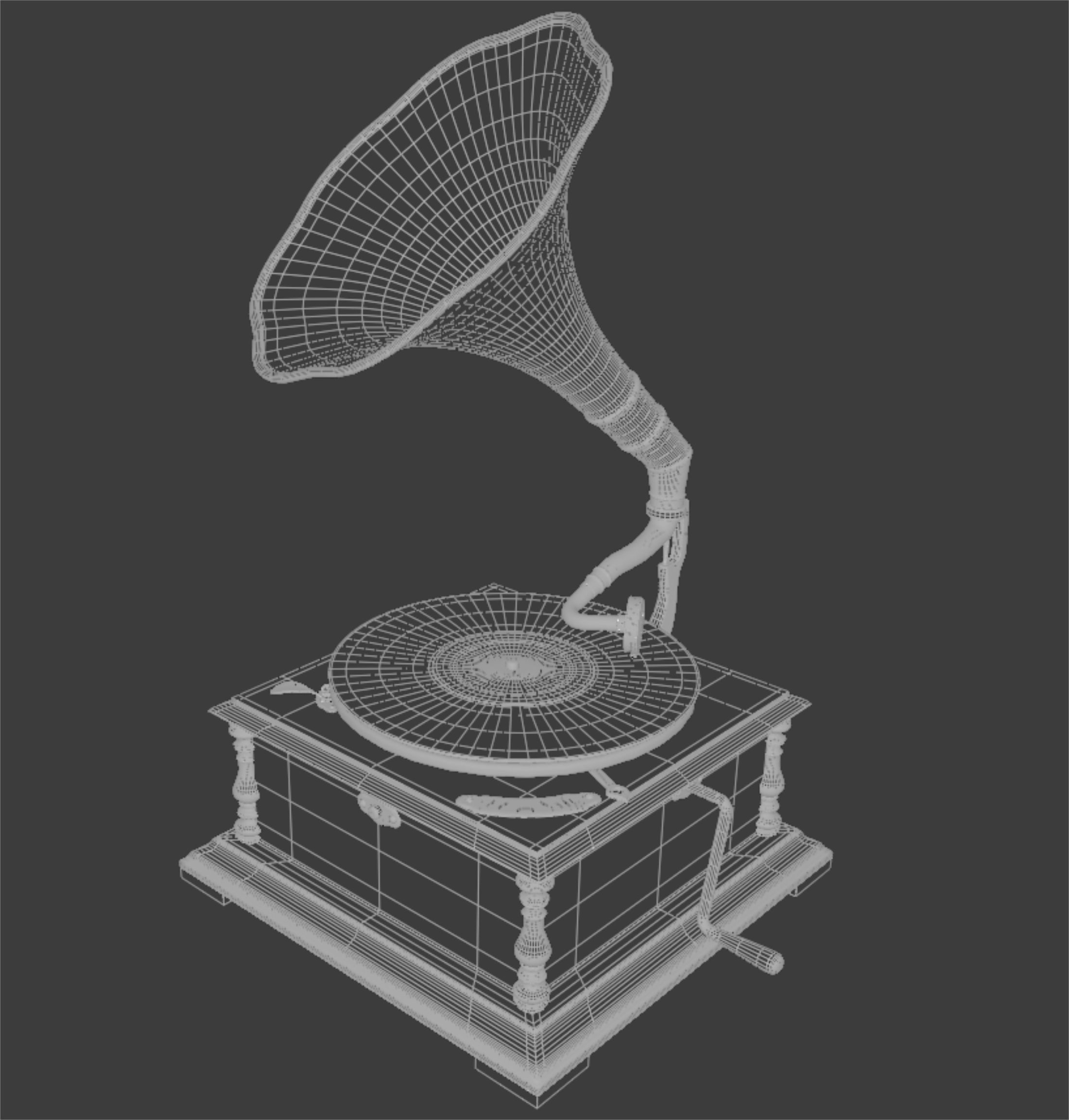 Gramophone or phonograph and platter record 3D model | CGTrader