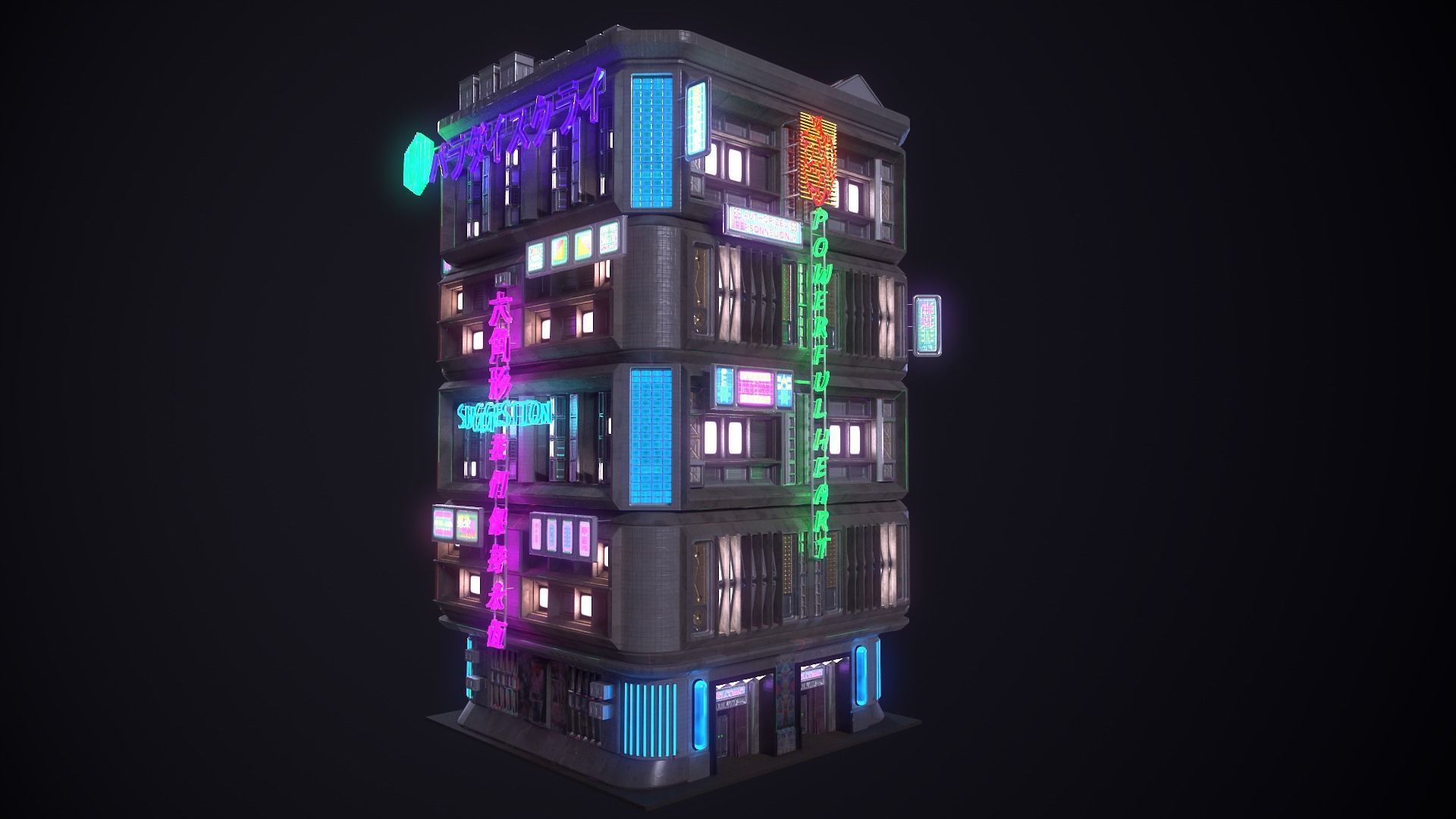 cyberpunk building 24 3D asset | CGTrader