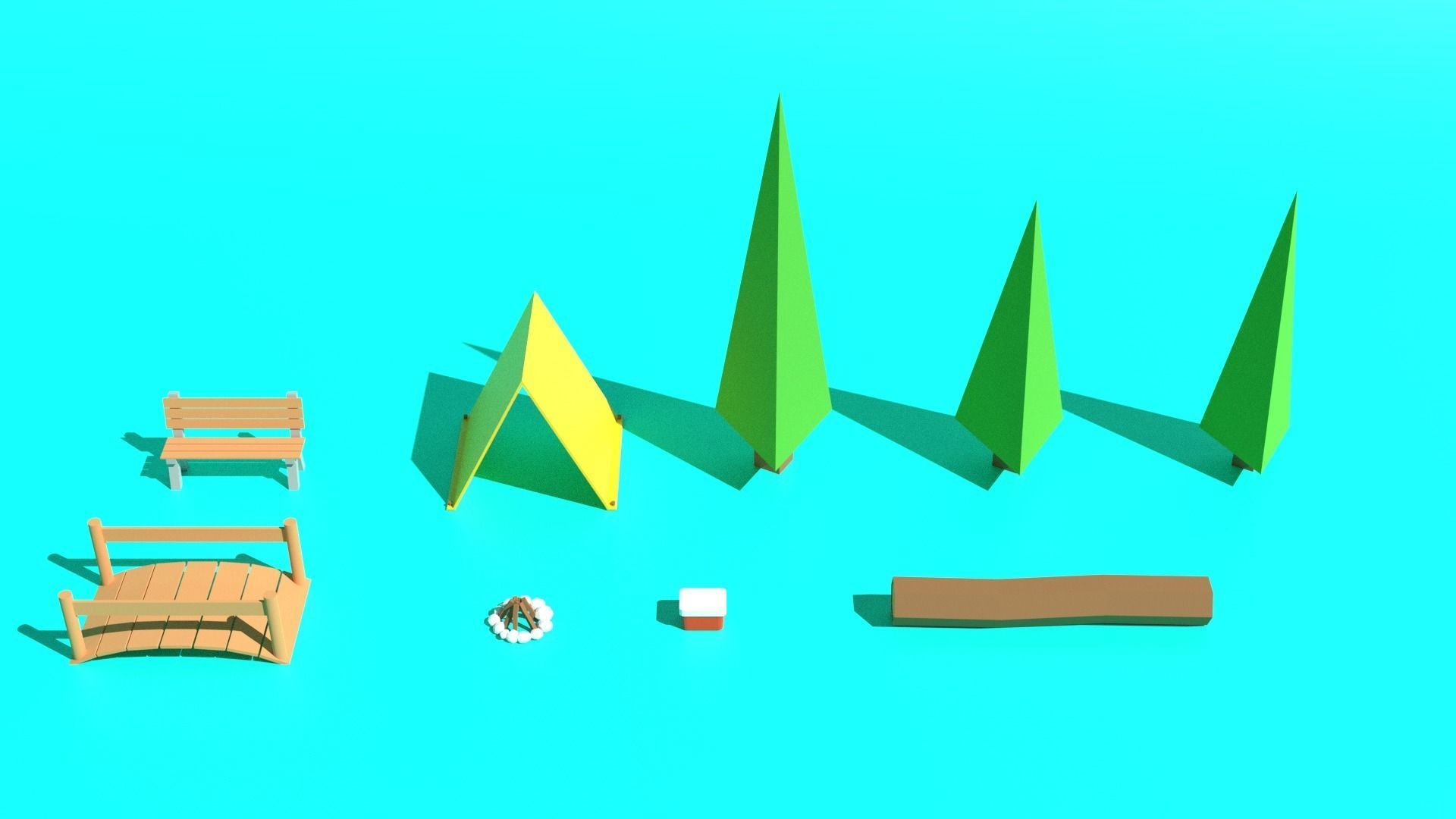 Small Low-Poly Camping Scene free VR / AR / low-poly 3D model | CGTrader