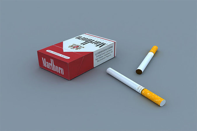 Marlboro Box and Cigarettes free 3D model | CGTrader