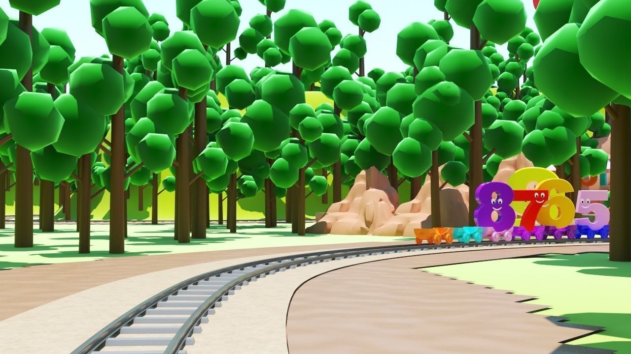 3D model 3D Cartoon forest and Animated train models with numbers VR ...