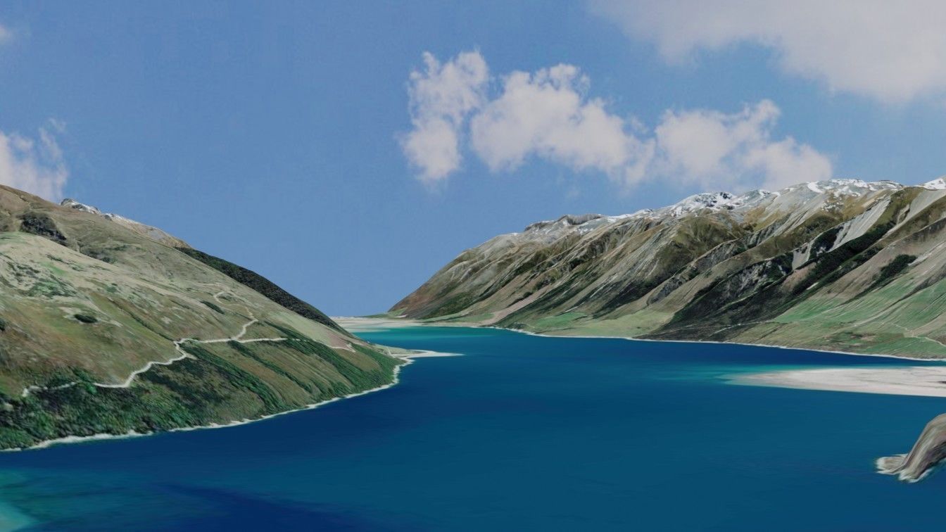 Snow Mountains Valley - Lake Hawea 3D model | CGTrader