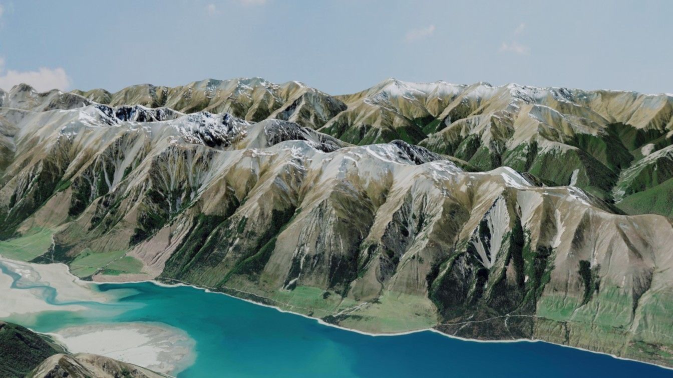 Snow Mountains Valley - Lake Hawea 3D model | CGTrader