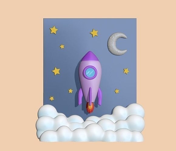 Cute Rocket Scenery 3D model 3D printable | CGTrader