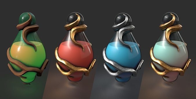 3D model Stylized Fantasy Potion with Root Ornaments VR / AR / low-poly | CGTrader