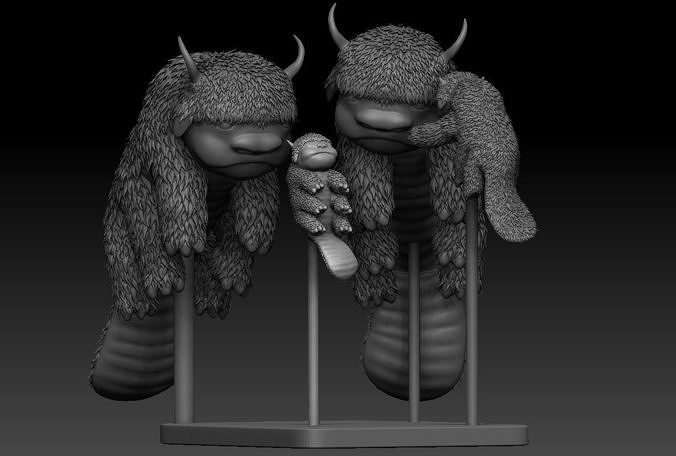 Avatar The Last Airbender Air Bison Family 3D model 3D printable | CGTrader