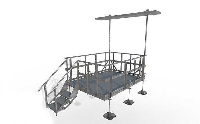 3D model Equipment Platform with Ice Bridge Handrail Entrance VR / AR ...