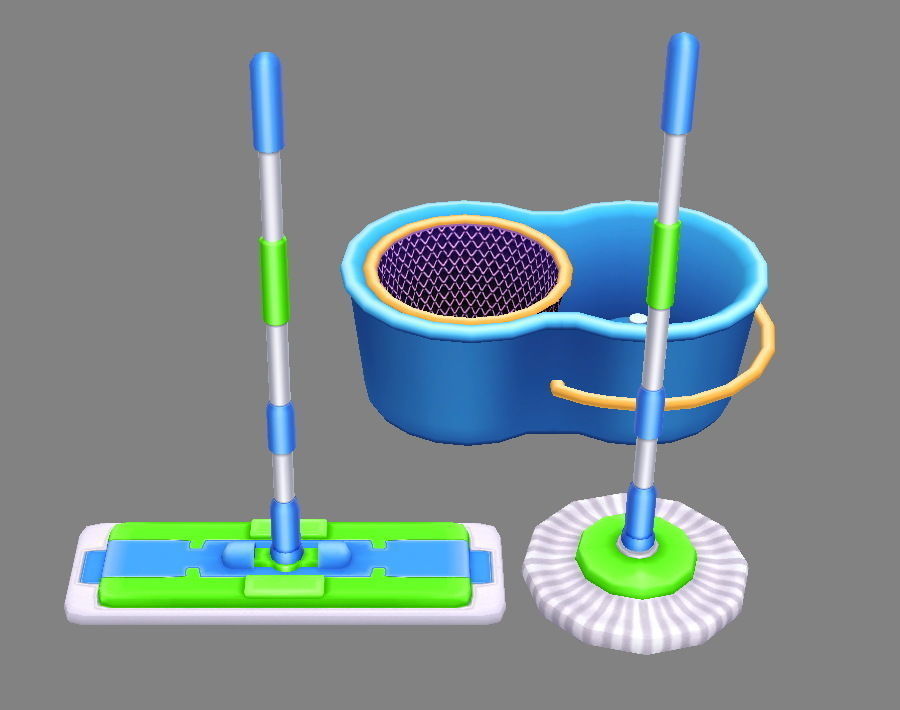 3D model Cartoon mops and bucket VR / AR / low-poly | CGTrader
