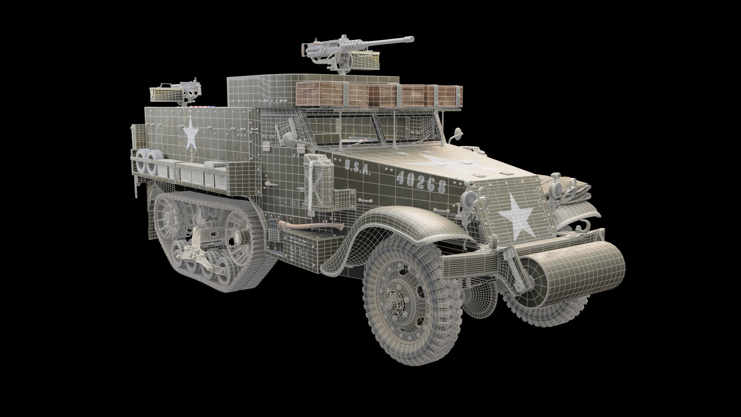 Realistic M3A1 Half-Track 3D HardSurface Model 3D model | CGTrader